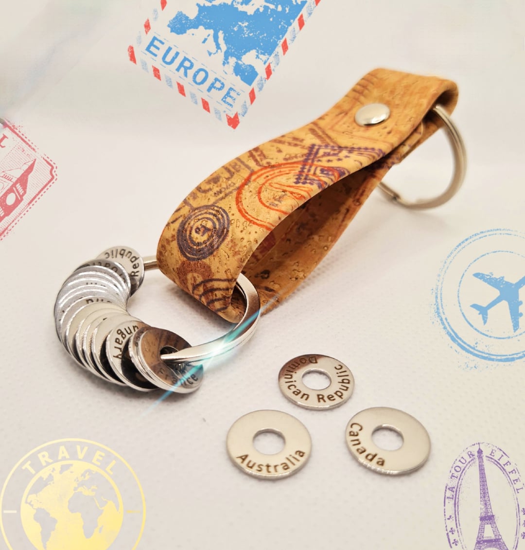 Keychain - Passport Edition + Country Rings - Etsy