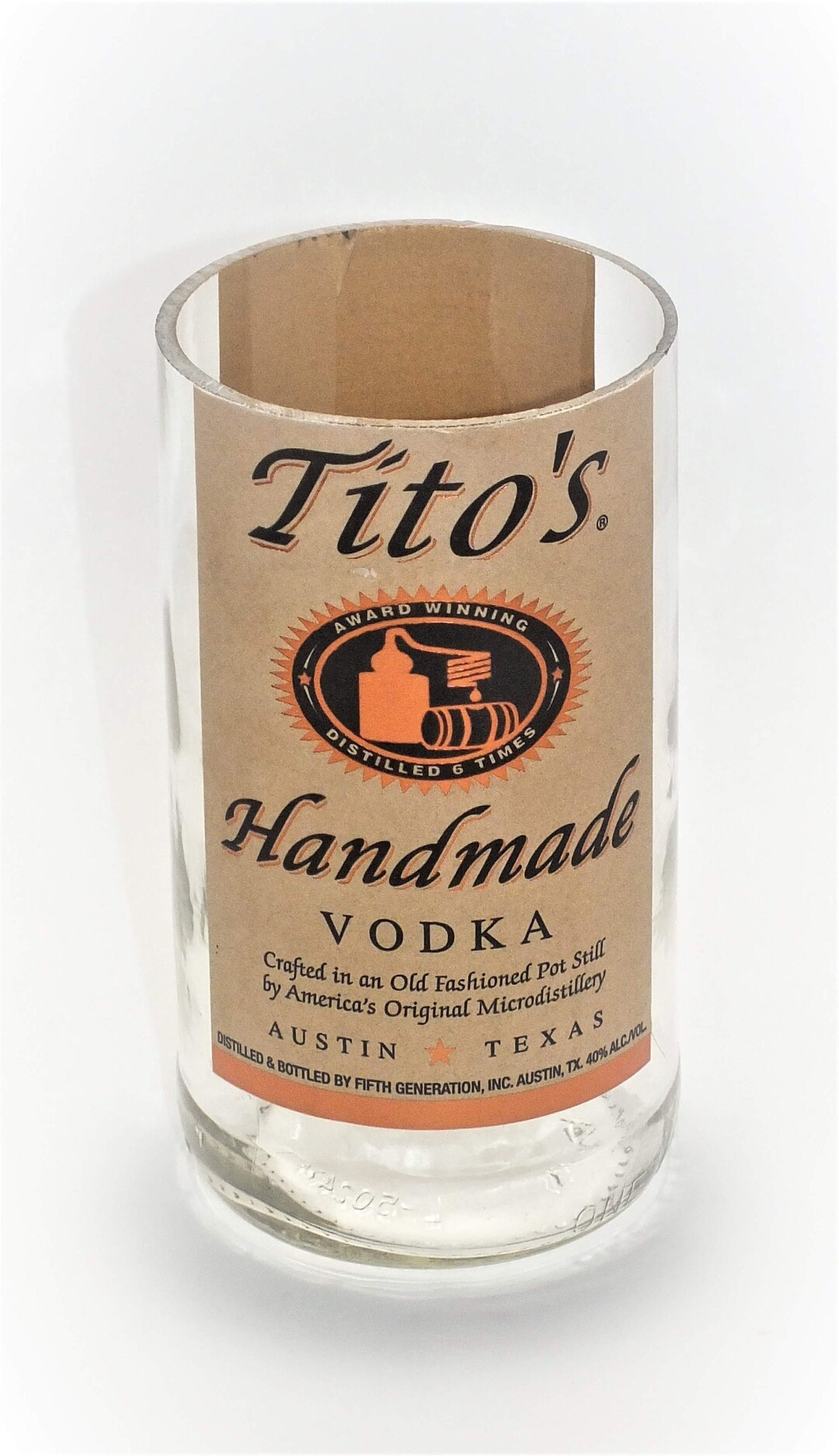 Tito's Vodka Glass, Made From Cut Liquor Bottle, Drinking Glasses ...