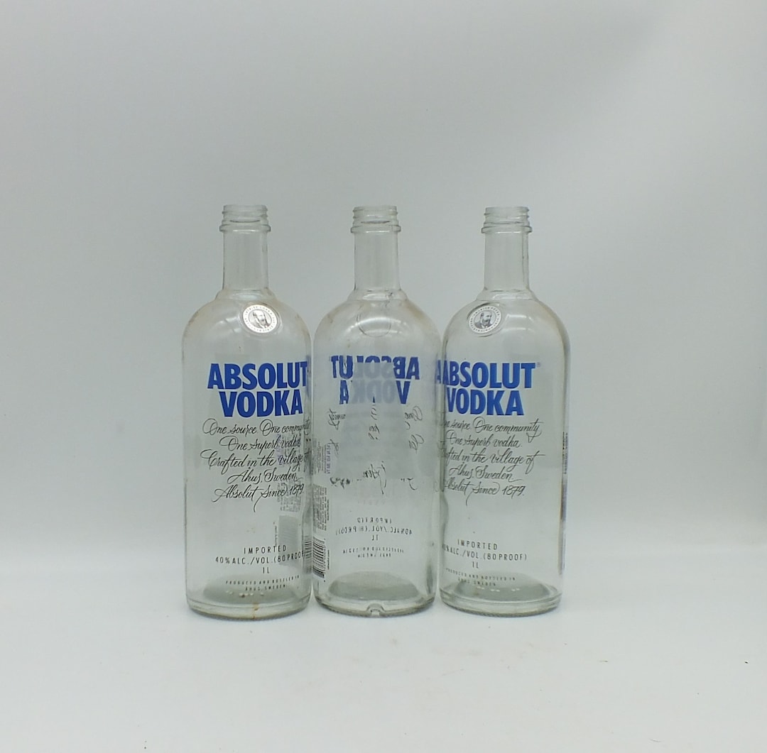Absolut Vodka Empty Bottle, Upcycled, Recycled, 1, 2 or 3 Bottles ...