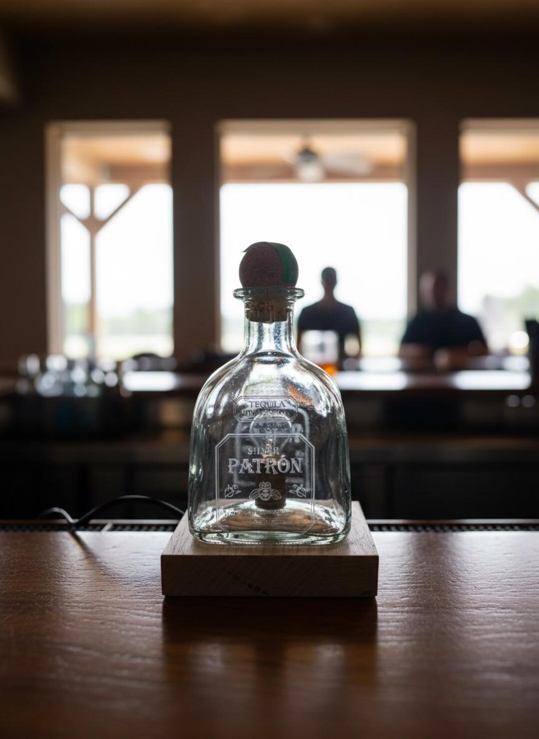 Upcycled Patron Tequila Bottle Lamp – Red Oak Base, Bar Decor - Etsy