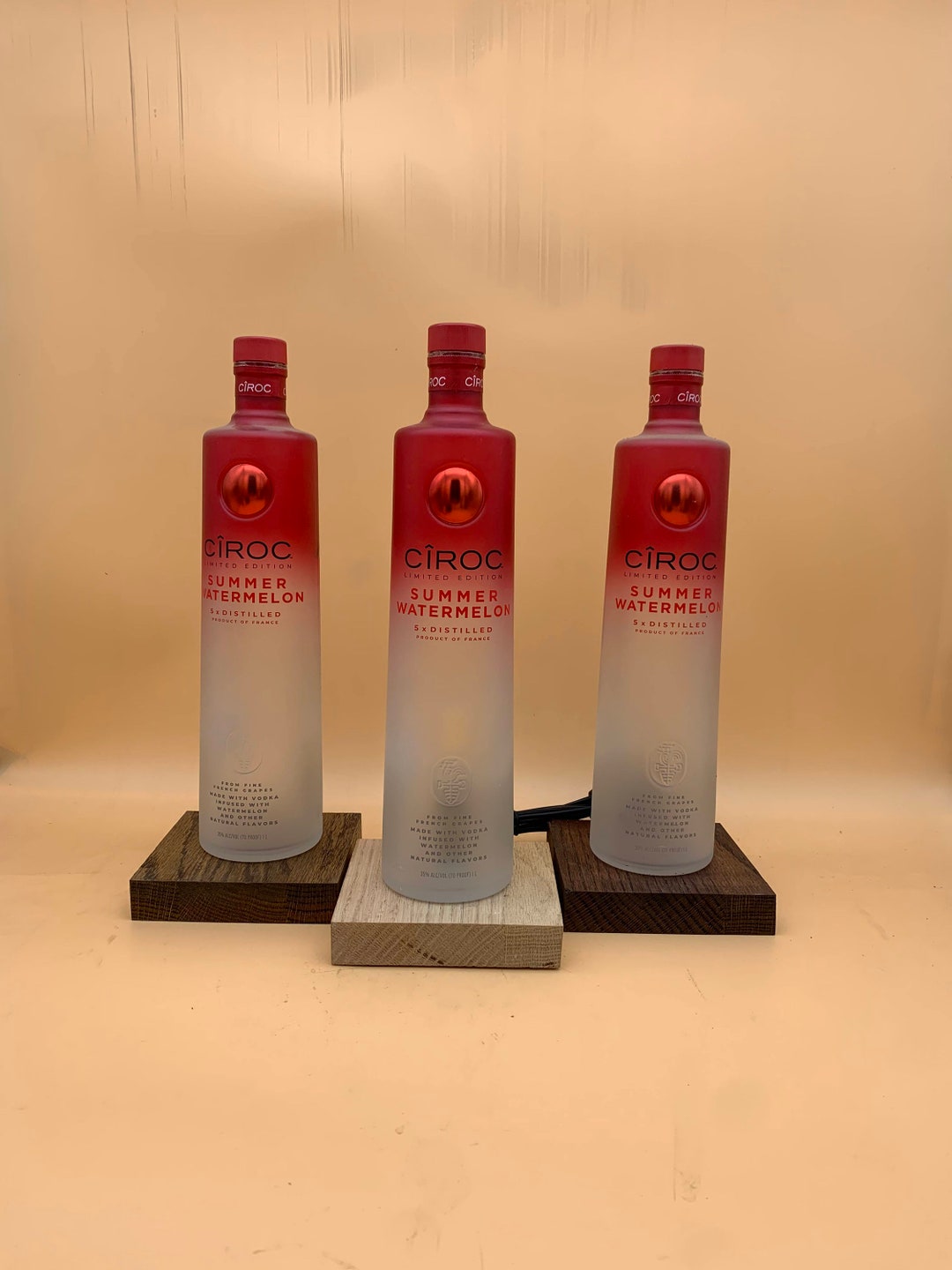 Vodka Bottle Lamp - Upcycled Bottle - Recycled Red Oak Base - Desk ...