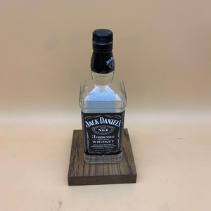 Jack Daniel's Whiskey Bottle Lamp – Upcycled Bar Decor, Recycled Oak ...
