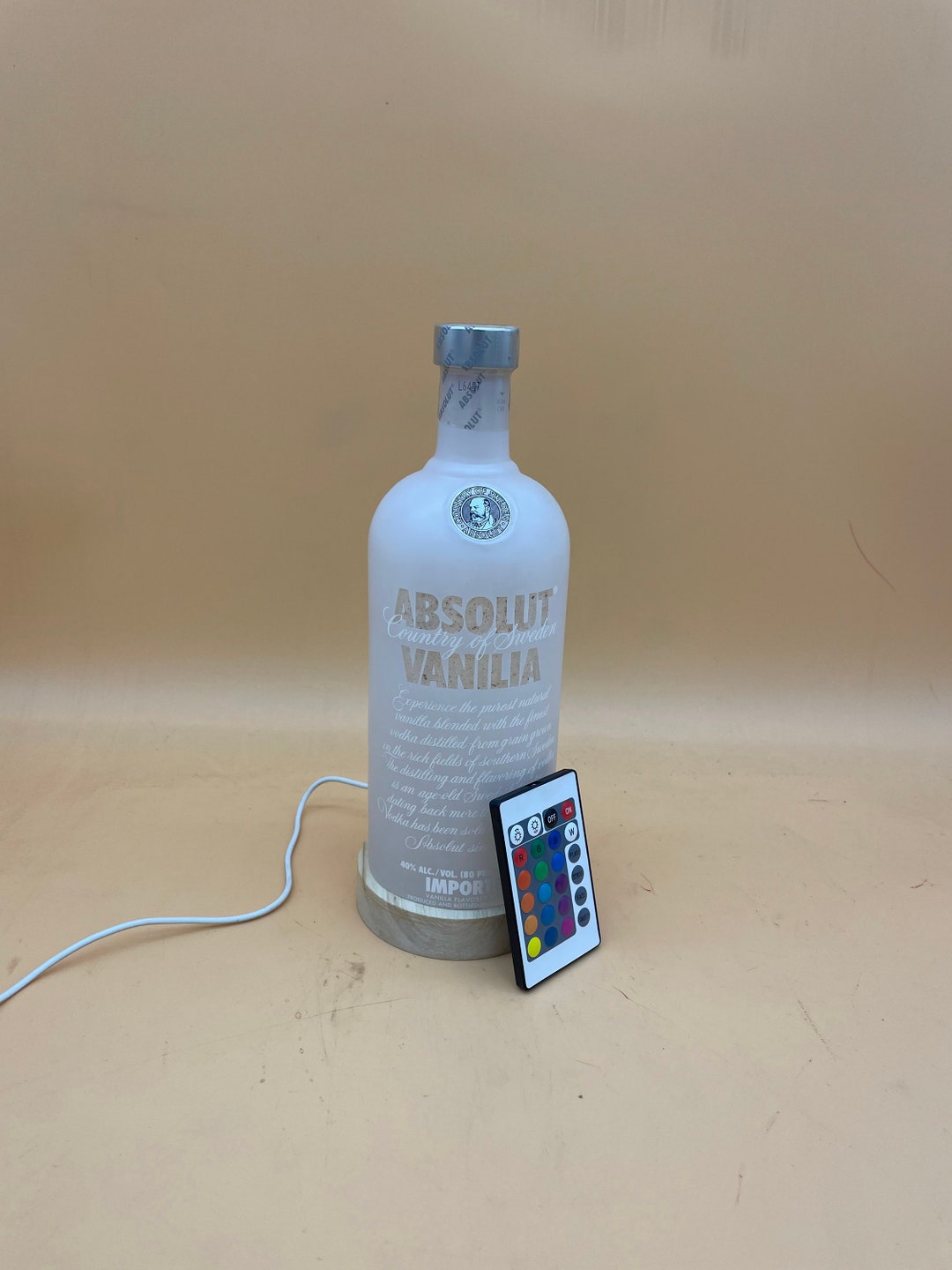 Absolut Vanilla Vodka Lamp, Color Changing Bottle, Remote Control, Bar ...