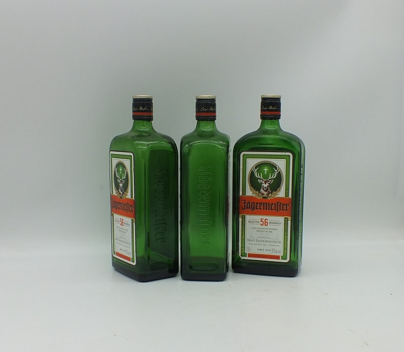 Empty Jagermeister Bottle, Upcycled, Recycled, 1, 2 or 3 Bottles ...