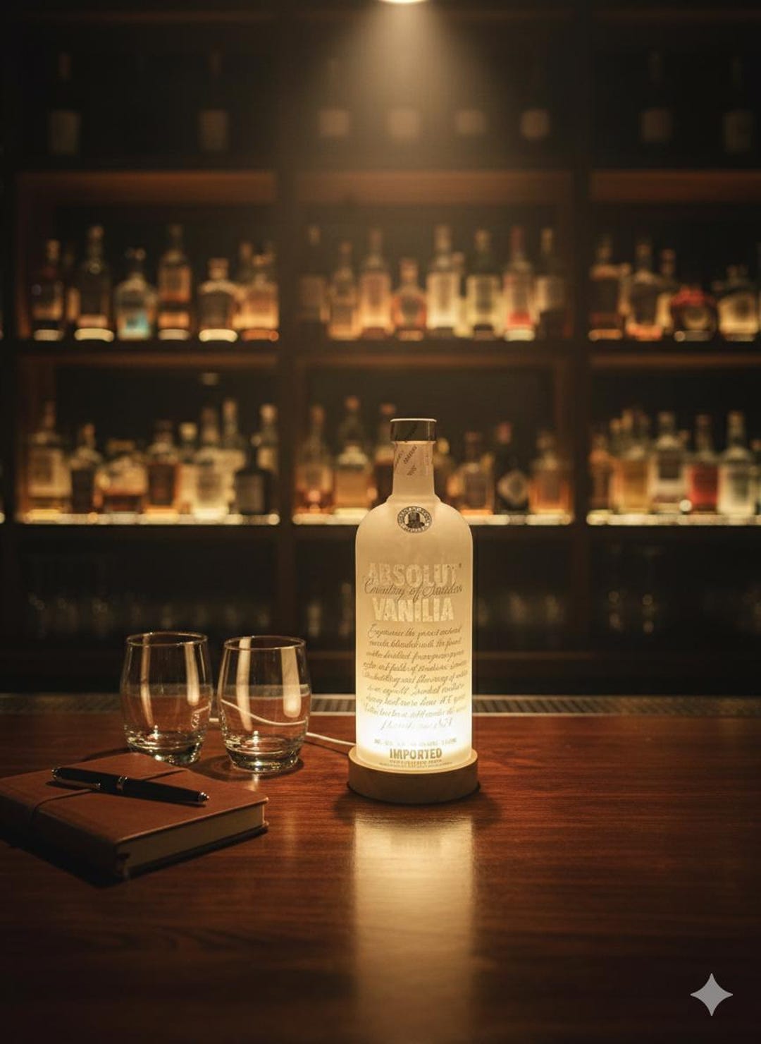 Absolut Vanilla Vodka Bottle Lamp, Color Changing LED, With Remote - Etsy