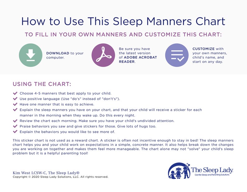 Sleep Manners Chart - Etsy