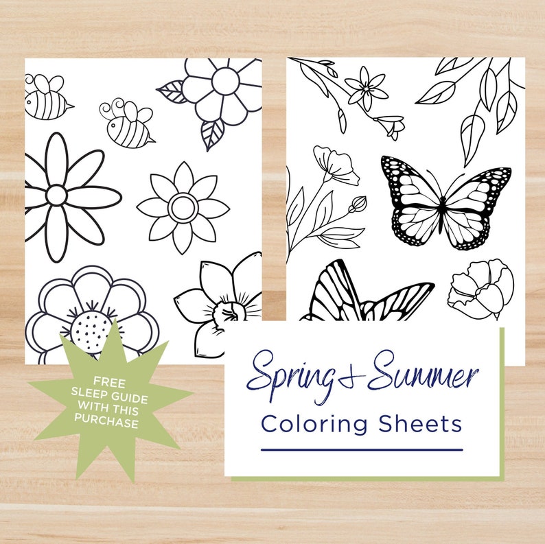 Spring, Flowers, Butterflies, Bees, Summer, Coloring Sheets, Instant ...