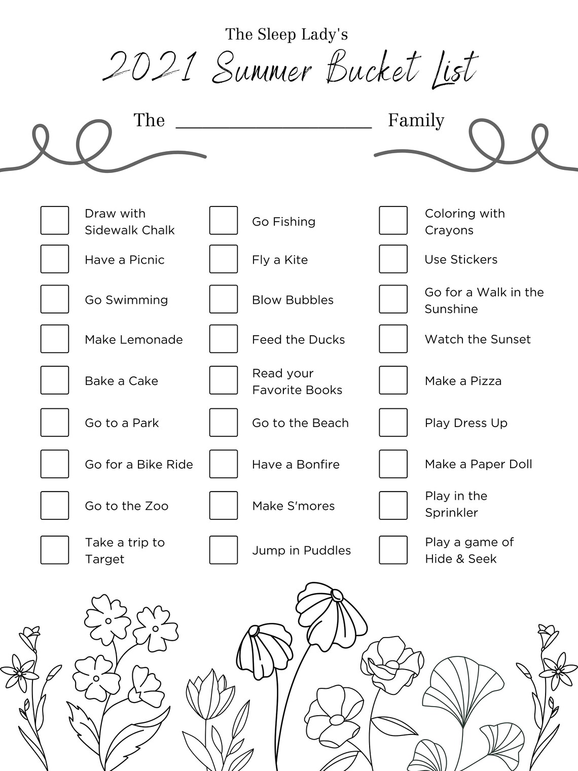 Summer Bucket List, Printable, Coloring Sheet, Instant Download, Summer ...
