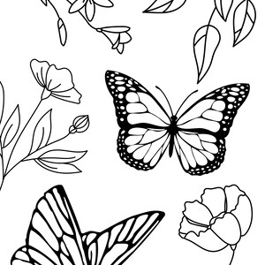 Spring, Flowers, Butterflies, Bees, Summer, Coloring Sheets, Instant ...