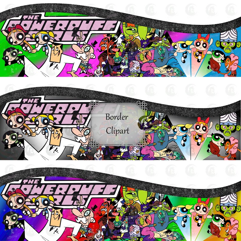 Wavy Powerpuff Girl Border Clipart - Etsy