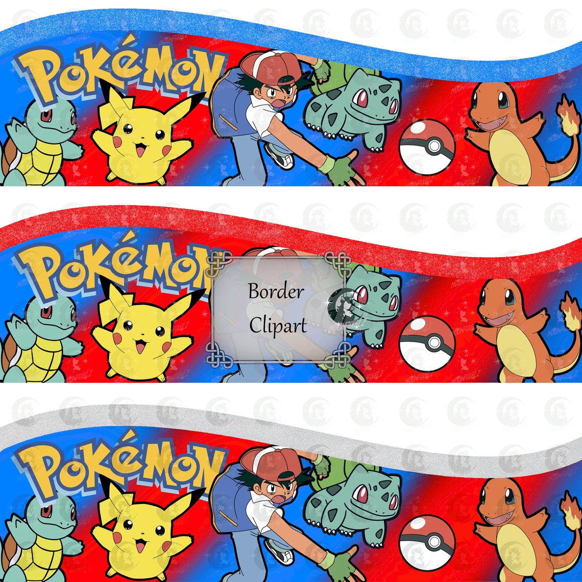 Wavy Pokemon Border Clipart - Etsy