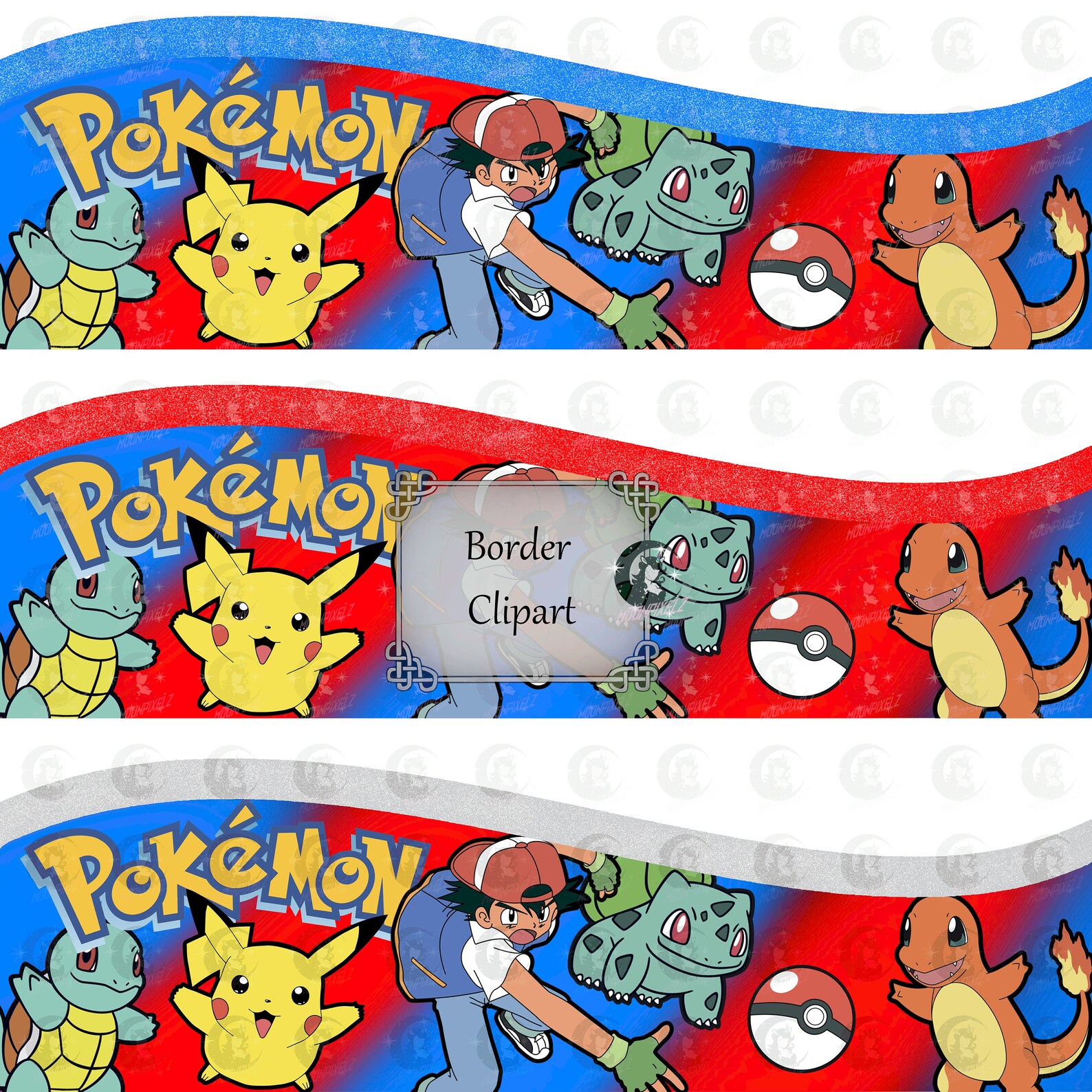 Wavy Pokemon Border Clipart - Etsy
