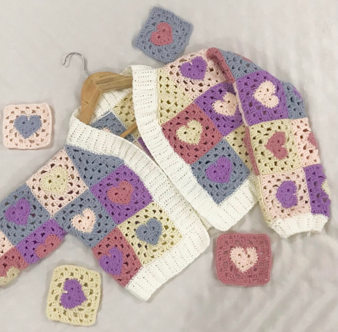 Cropped Heart Crochet Cardigan Pattern - Etsy