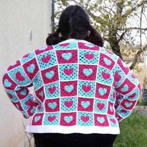 Cropped Heart Crochet Cardigan Pattern - Etsy