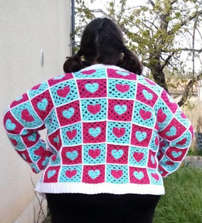 Cropped Heart Crochet Cardigan Pattern - Etsy