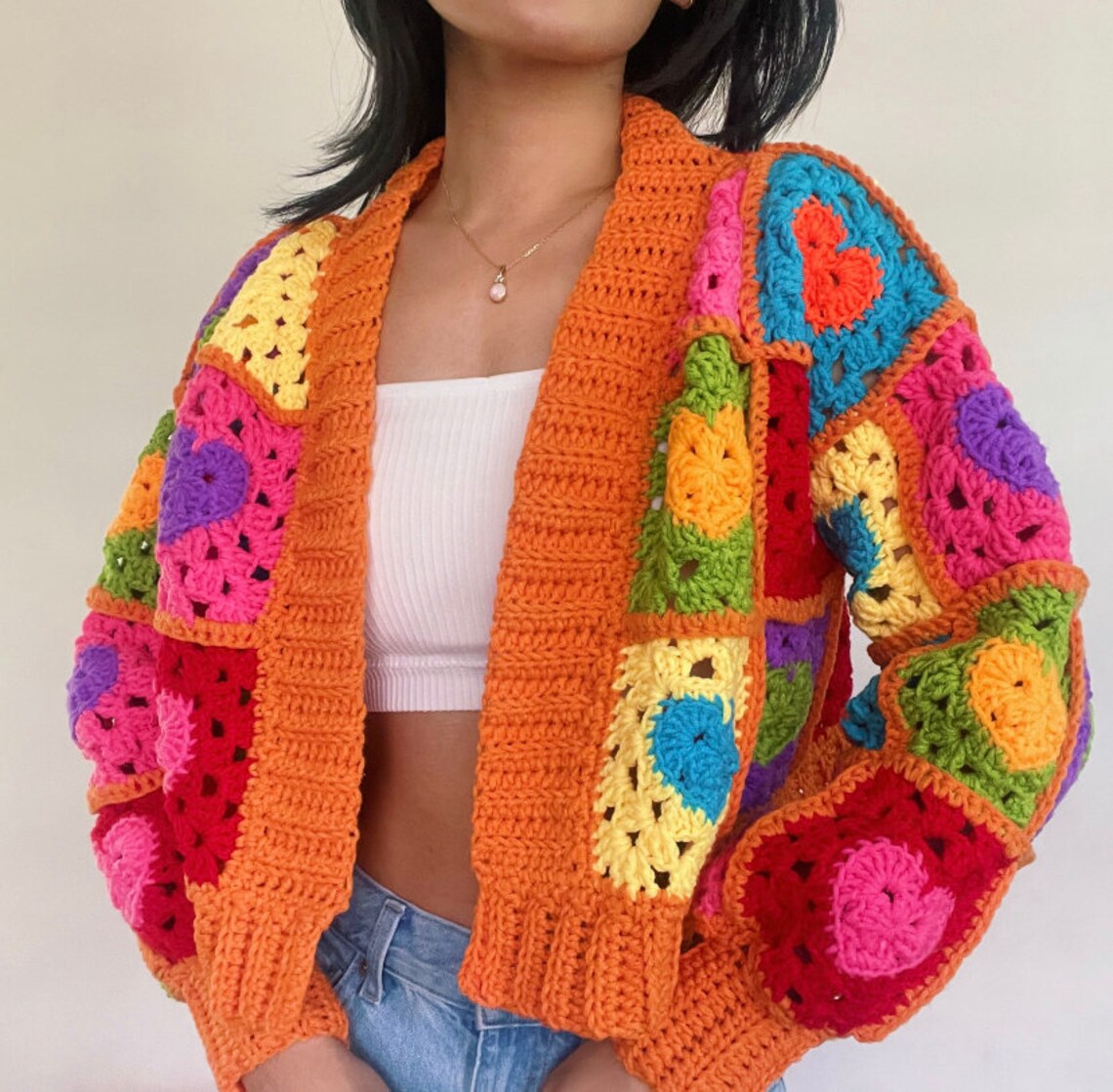 Cropped Heart Crochet Cardigan Pattern - Etsy