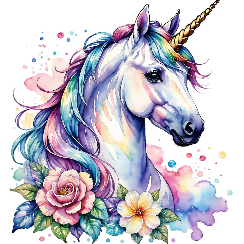 Unicorn Watercolor Clipart-10 High-quality PNG Images Magical - Etsy