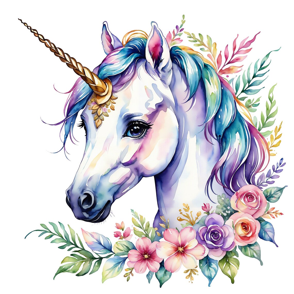 Unicorn Watercolor Clipart-10 High-quality PNG Images Magical - Etsy