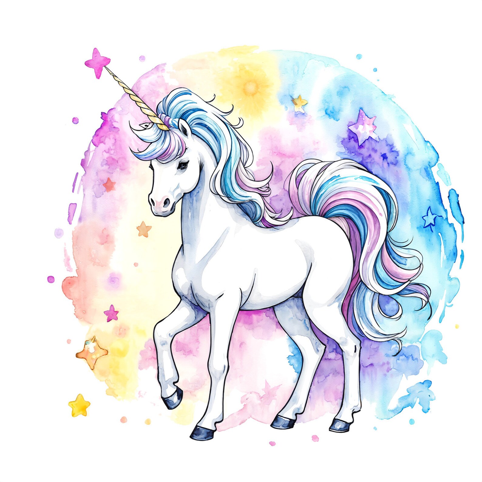 Unicorn Watercolor Clipart-10 High-quality PNG Images Magical - Etsy