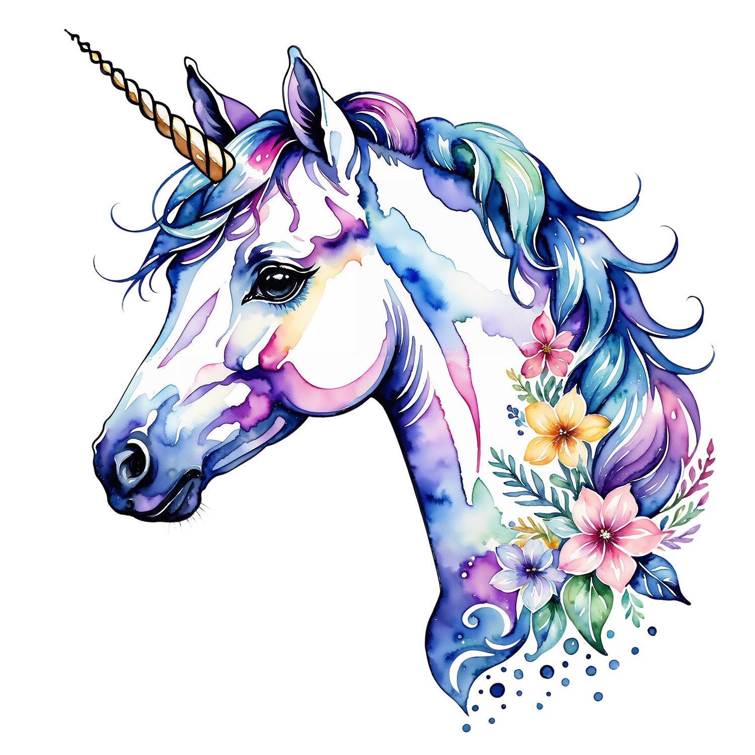 Unicorn Watercolor Clipart-10 High-quality PNG Images Magical - Etsy