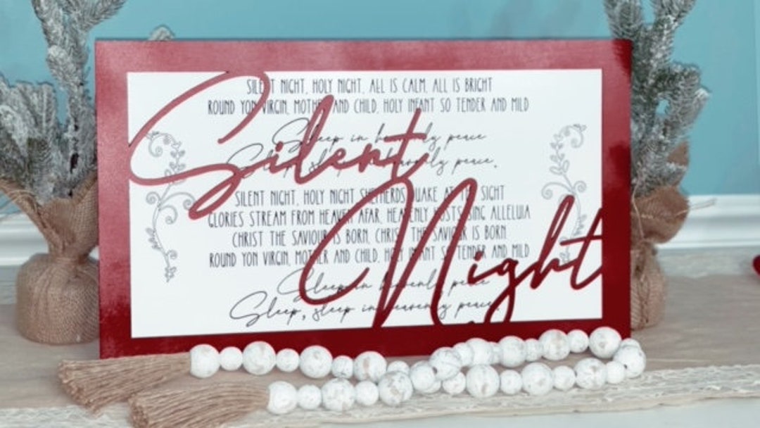 Silent Night Sign, Silent Night Lyrics Sign, Christmas Sign, Lyrics ...