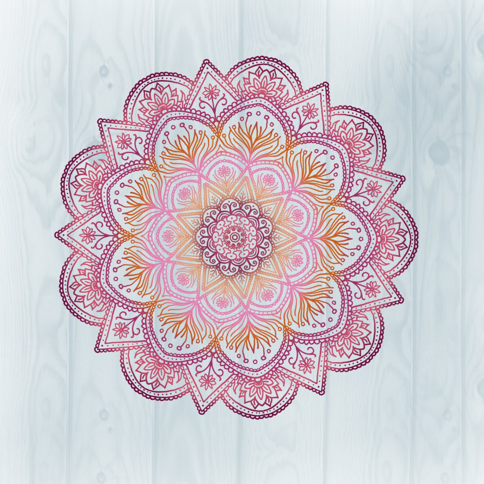 Hand Drawn Mandala File Printable Mandala Png. Ombre - Etsy