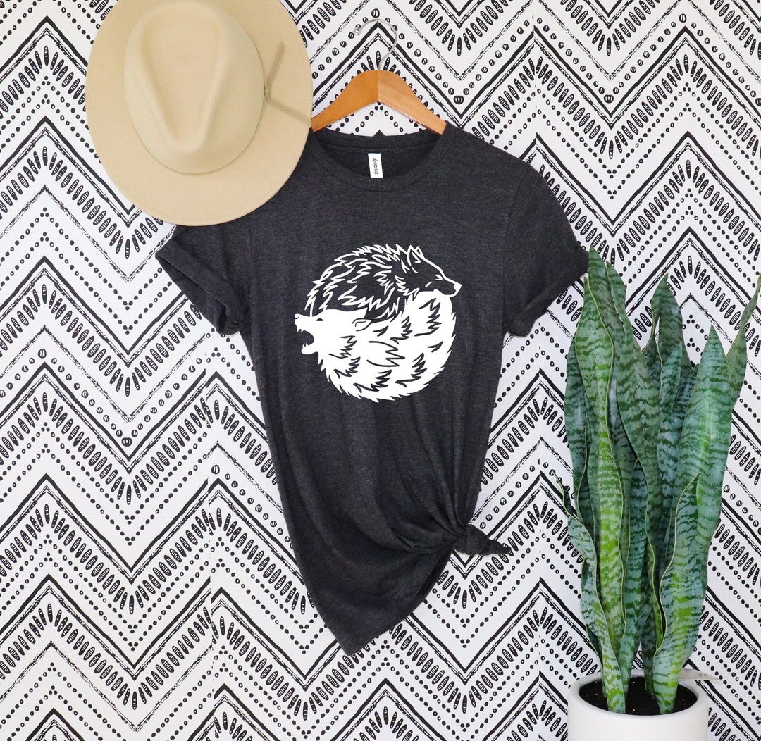 Wolf Yin Yang Shirt, Wolf Shirt, Ying Yang Wolf Shirt, Cuddling Wolfs ...