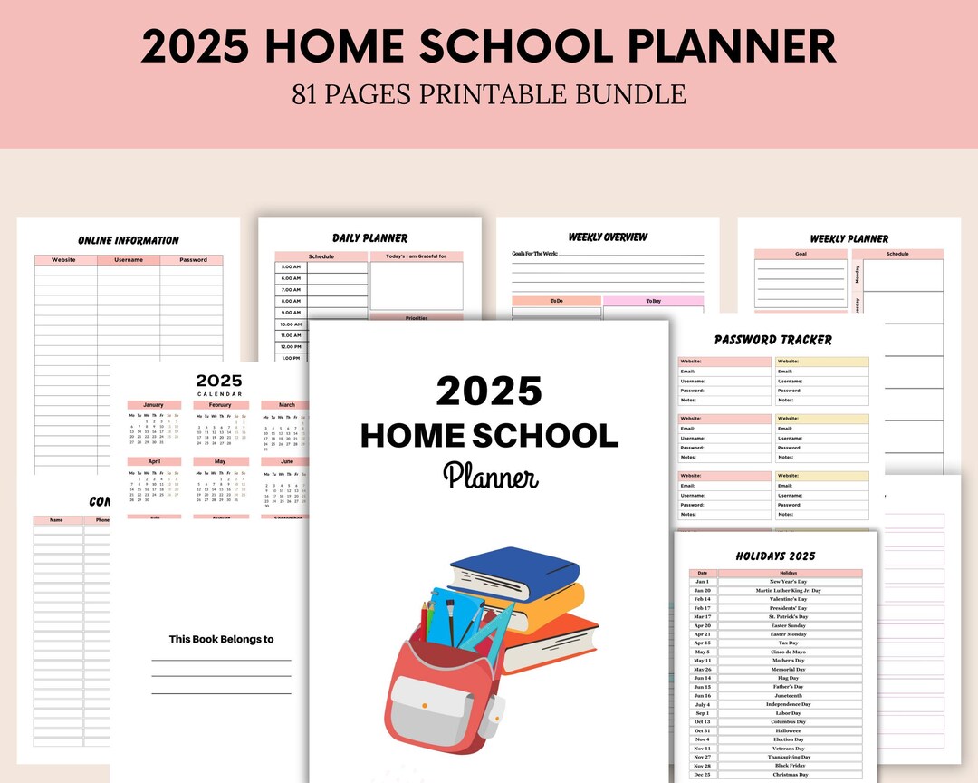 2025 Home School Planner - Academic Planner - Lesson Planner ...