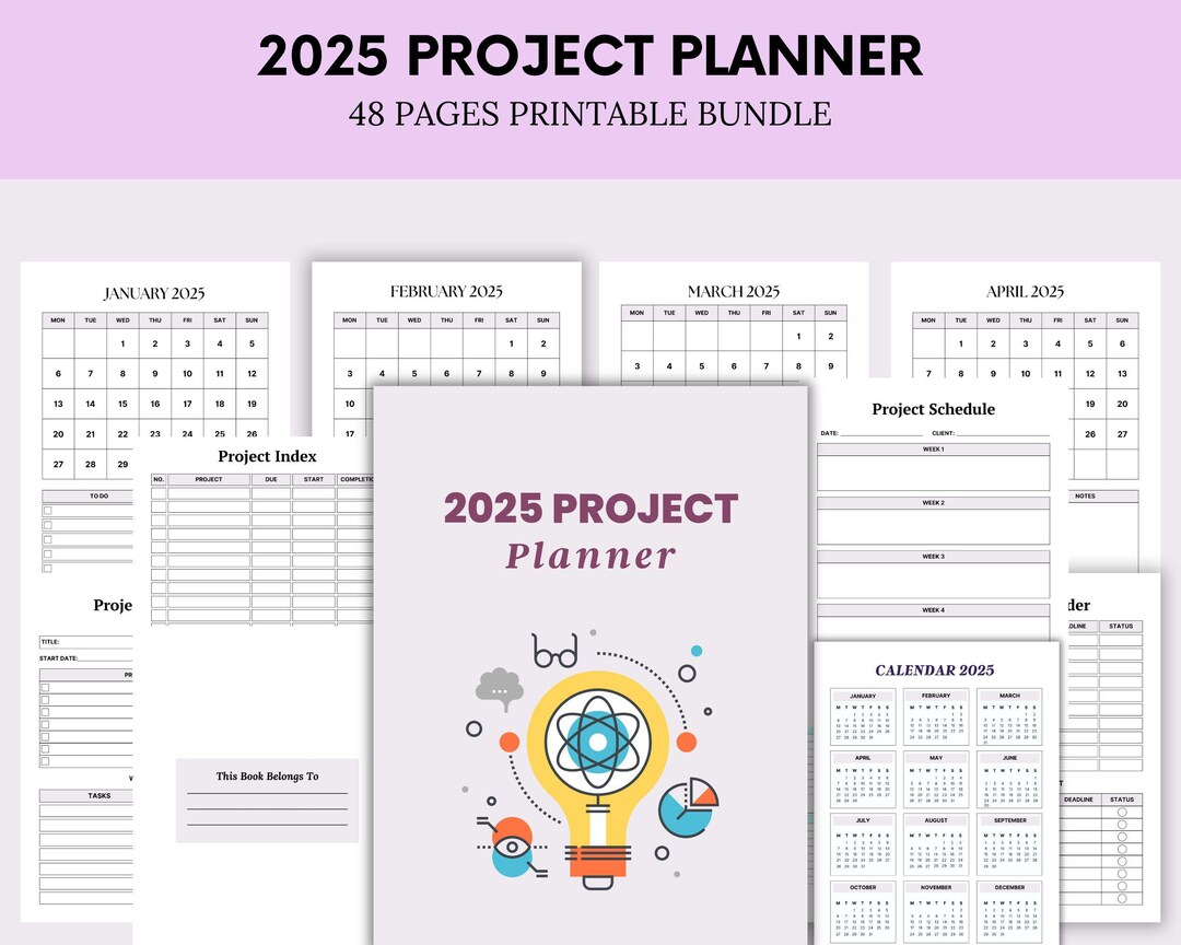 2025 Project Planner - Work Journal - Project Tracker - Meeting Planner ...