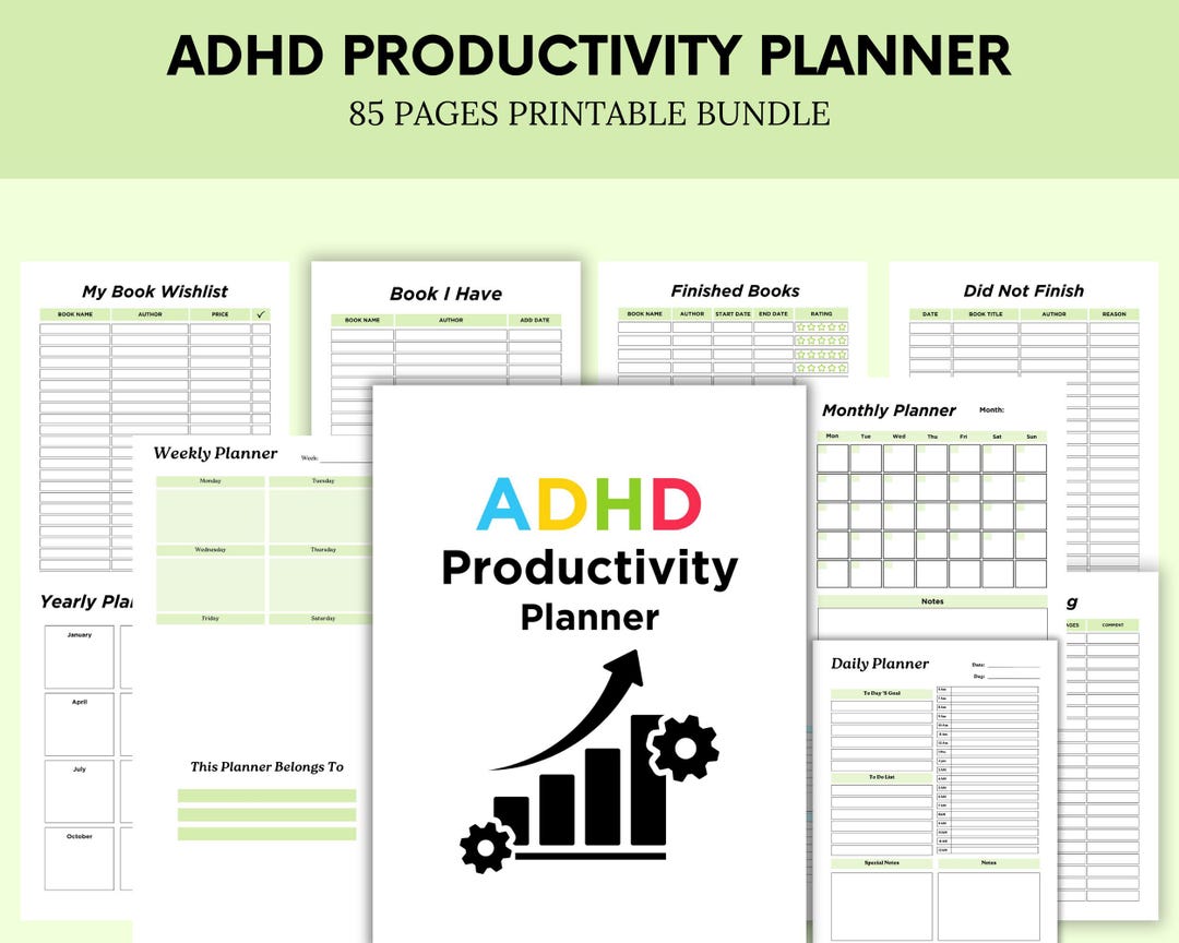 ADHD Productivity Planner - Task Organizer - Goal Tracker - Printable ...