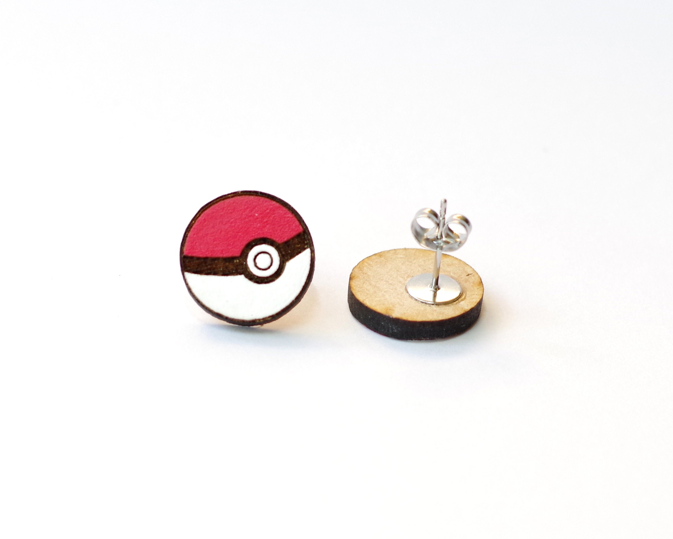 Pokemon Earrings Pokeball Earrings Pokemon Stud Earrings Handmade ...