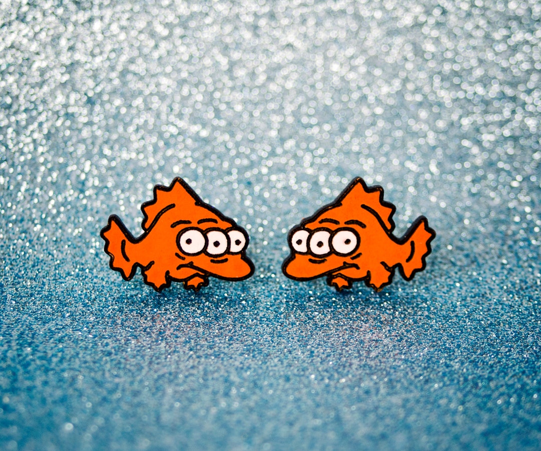 Blinky Earrings | Blinky the Fish | Simpsons Earrings | Blinky Stud ...