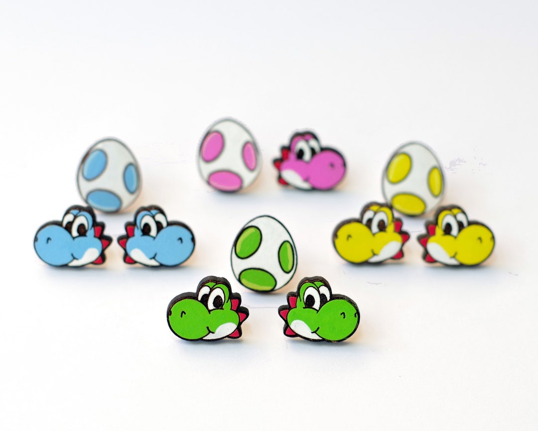 Super Mario Yoshi Earrings L Mario Wonder L Yoshi Studs L Nintendo ...