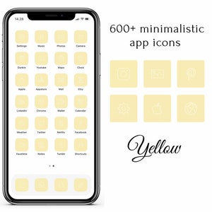 600 Yellow Minimalistic App Icon Pack IOS 14 Yellow | Etsy