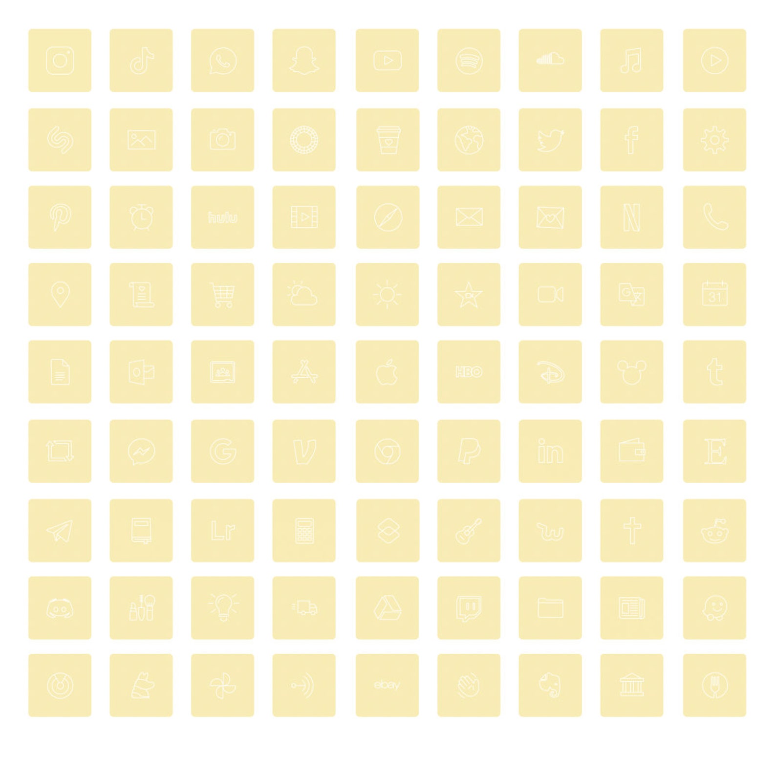 600 Yellow Minimalistic App Icon Pack IOS 14 Yellow - Etsy