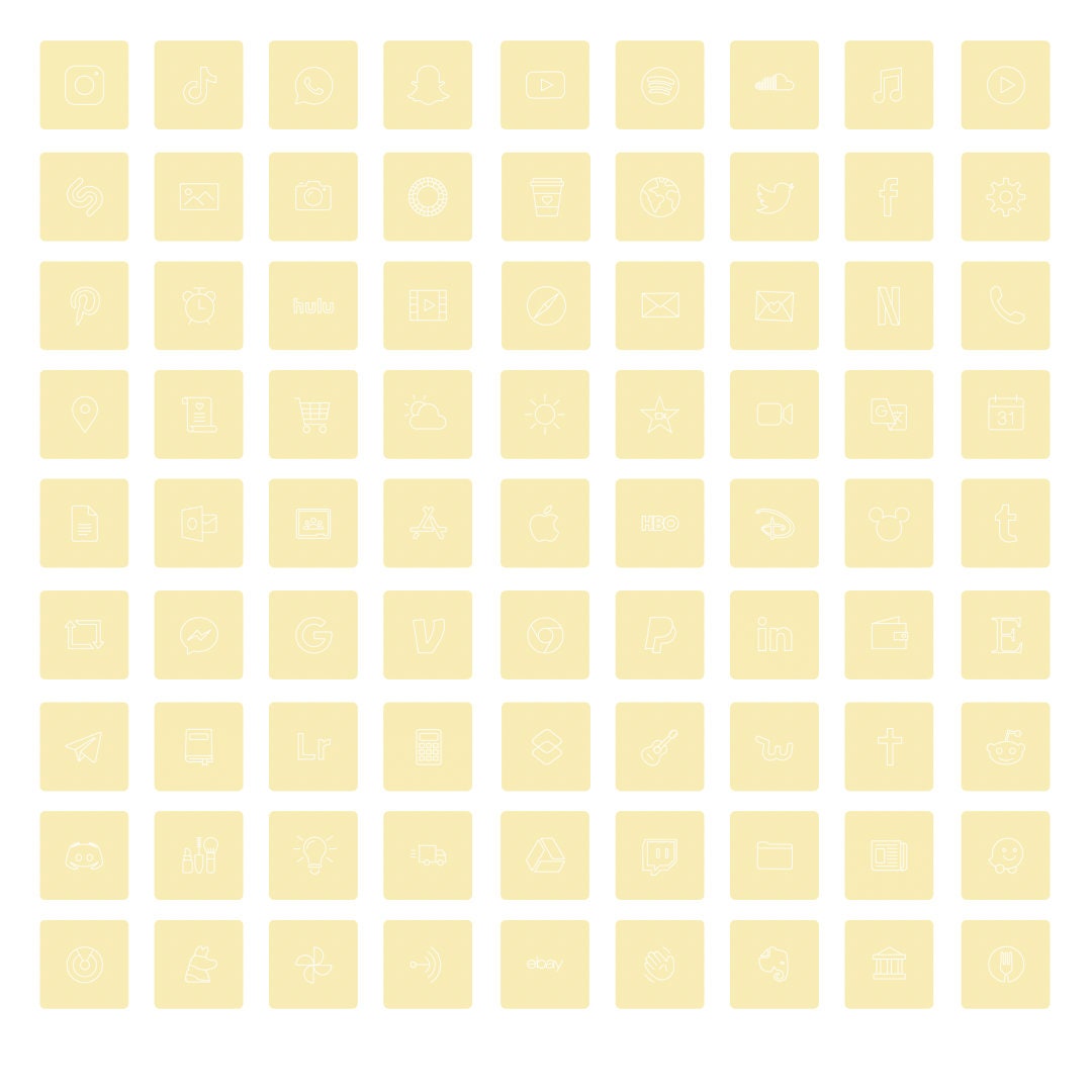 600+ Yellow Minimalistic App Icon Pack | IOS 14 | Yellow Minimalistic ...