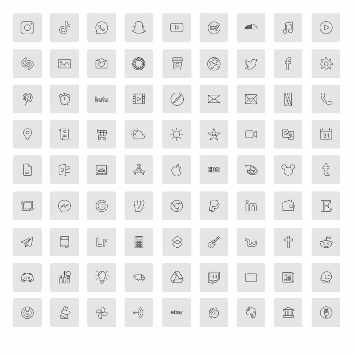 900 Light Gray Minimalistic App Icon Pack IOS 14 Light - Etsy