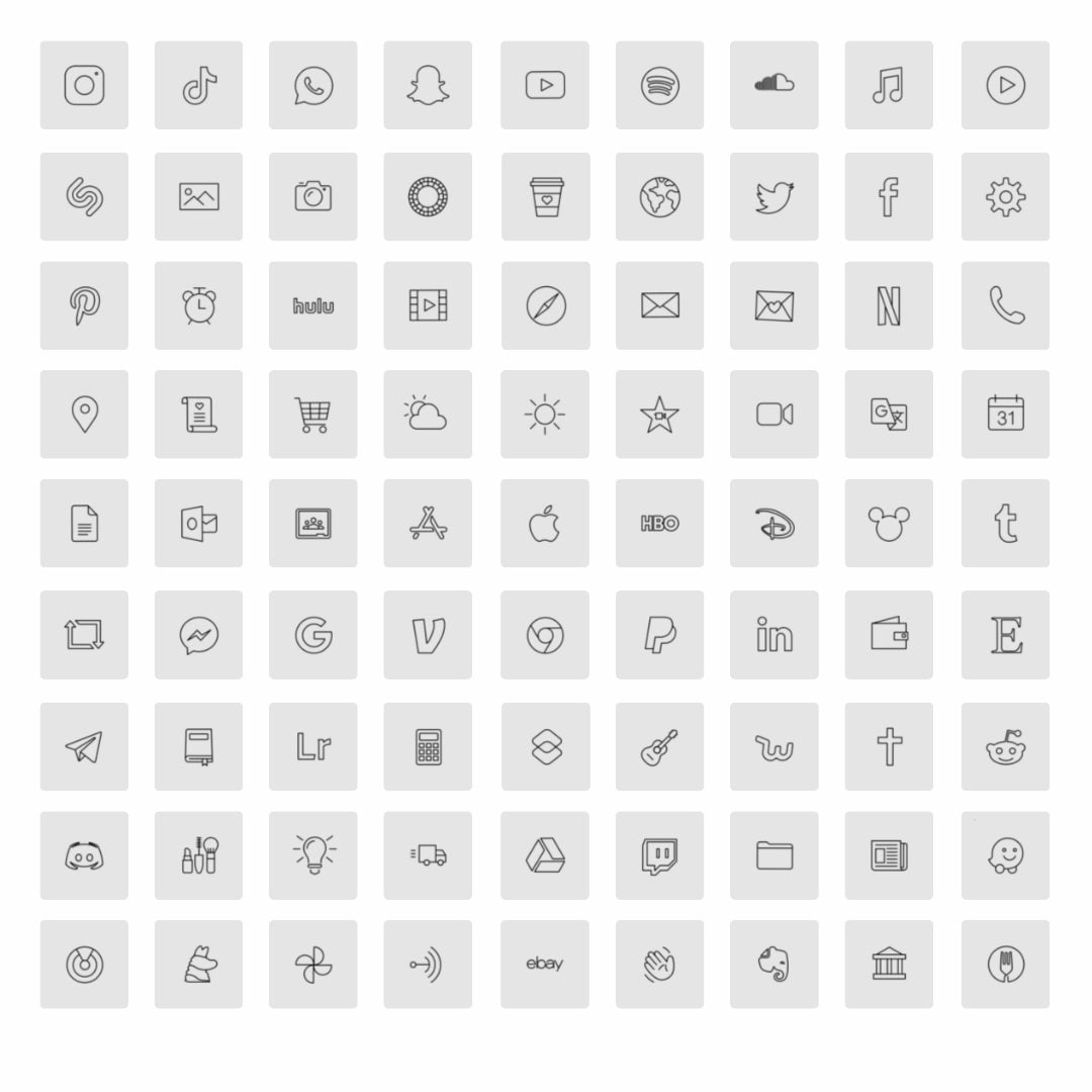 900+ Light Gray Minimalistic App Icon Pack | IOS 14 | Light Gray ...