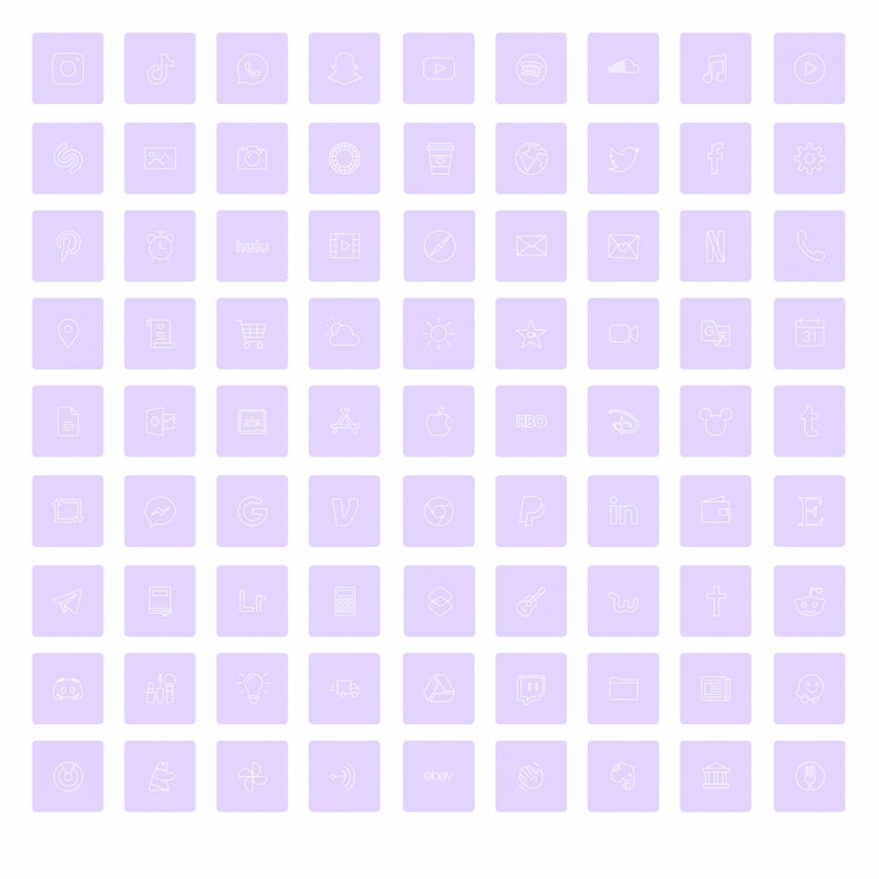 600 Purple Minimalistic App Icon Pack IOS 14 Purple | Etsy