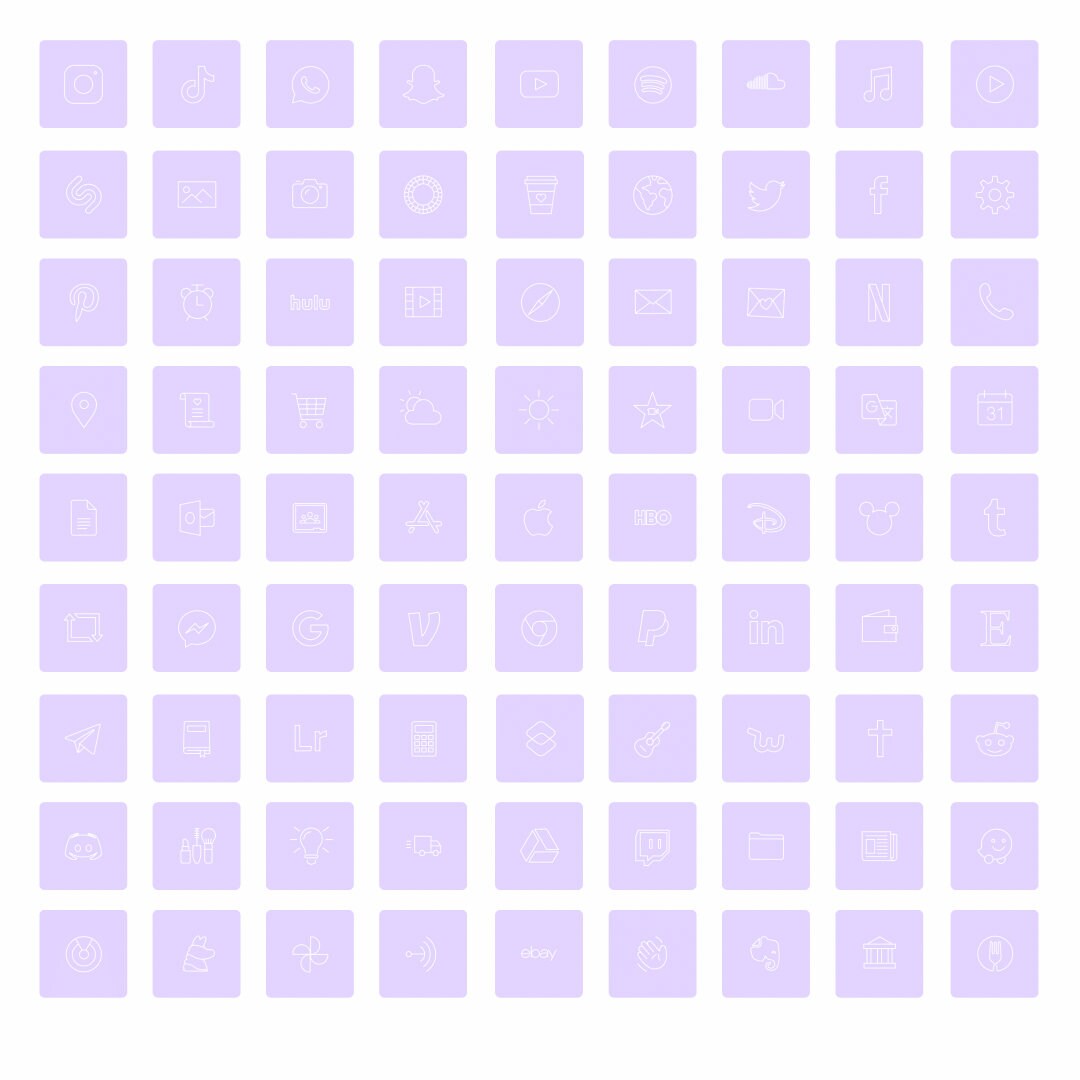 600+ Purple Minimalistic App Icon Pack | IOS 14 | Purple Minimalistic ...