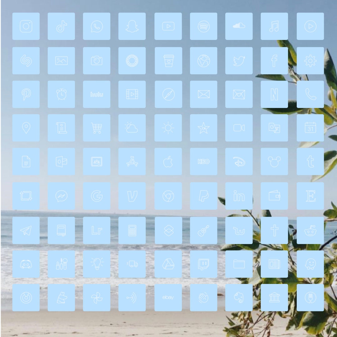 600+ Blue Minimalistic App Icon Pack | IOS 14 | Blue Minimalistic ...