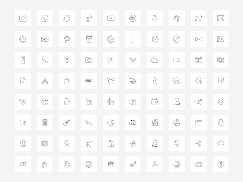 1000 minimalistische weiße und schwarze App Icons - Etsy.de