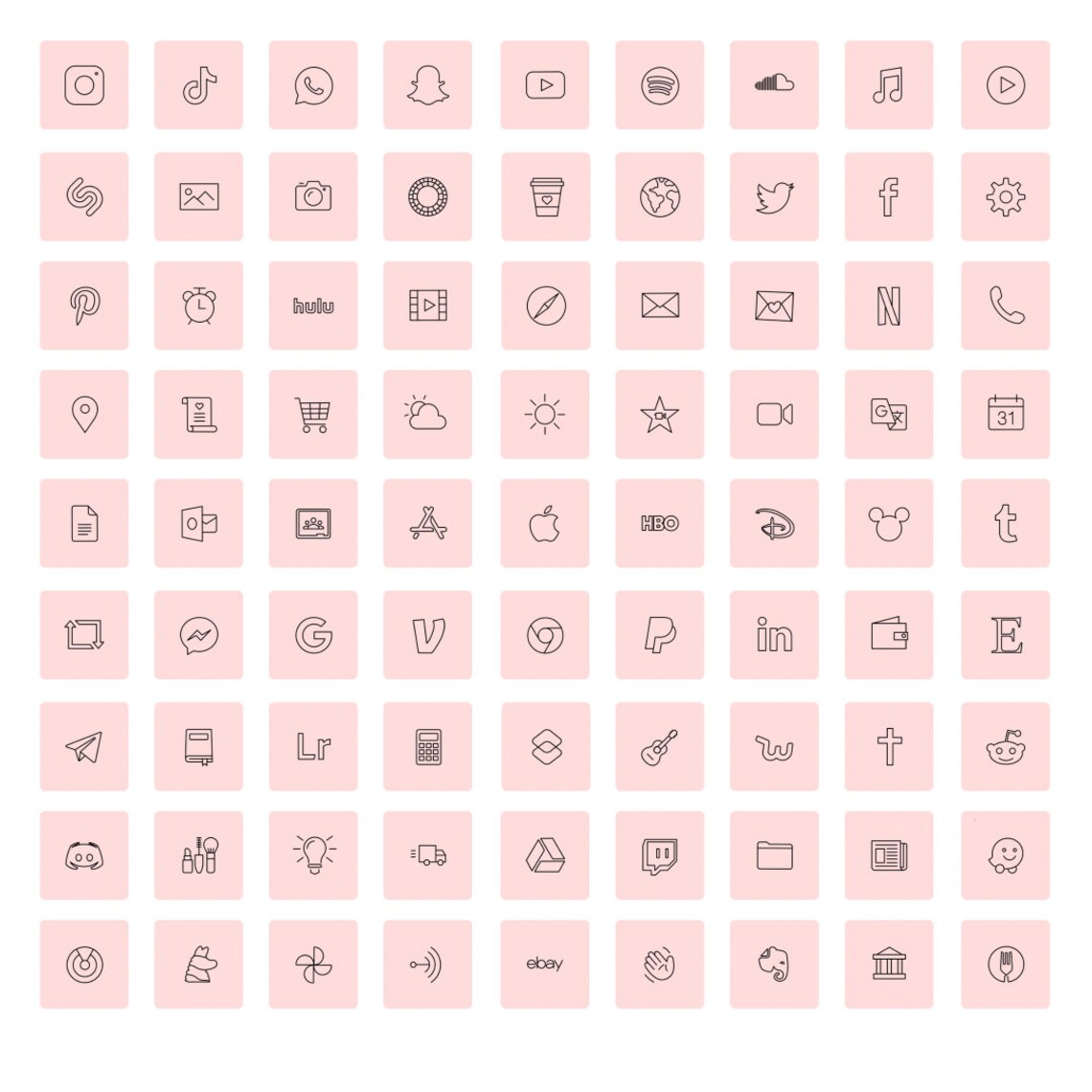 600 Peach Pink Minimalistic App Icon Pack IOS 14 Peach - Etsy