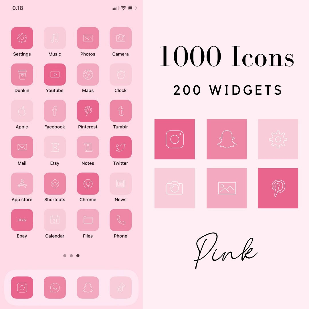 1000+ Minimalistic Pink Themed App Icons | Aesthetic Homescreen | Icon ...