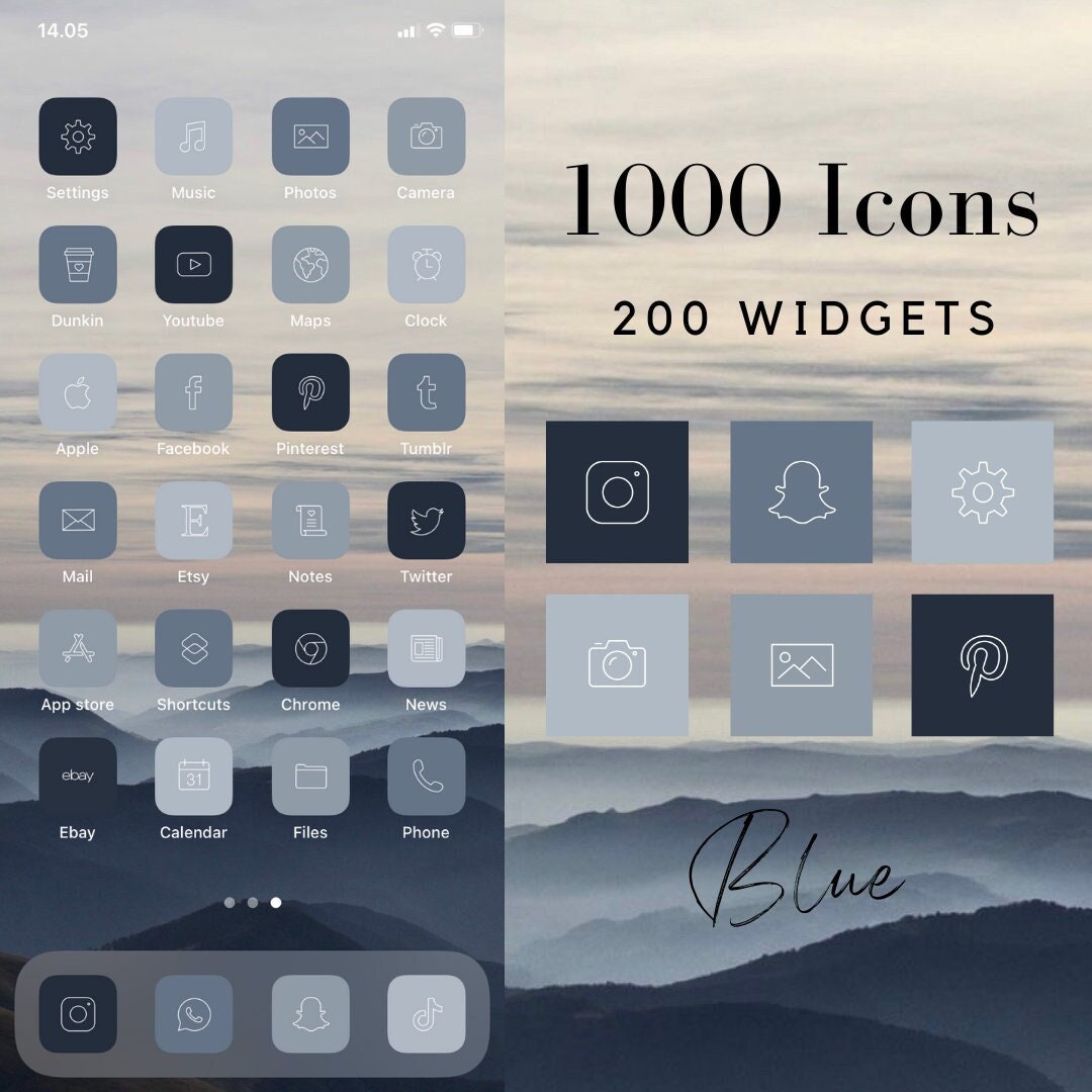 1000+ Minimalistic Blue Themed App Icons | Aesthetic Homescreen | Icon ...