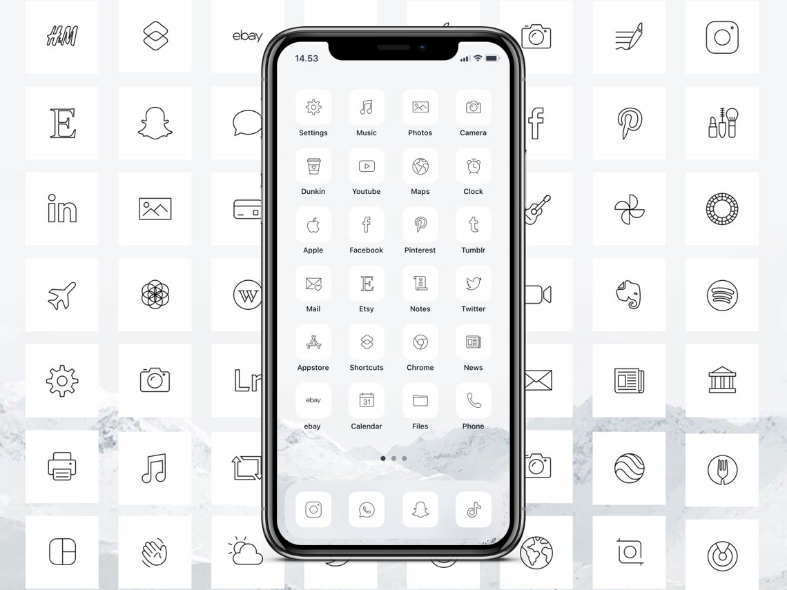 1000 minimalistische weiße und schwarze App Icons - Etsy.de