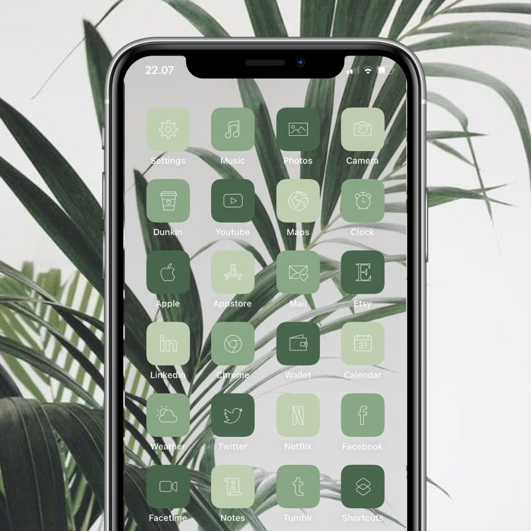 1000+ Minimalistic Green Themed App Icons | Aesthetic Homescreen | Icon ...