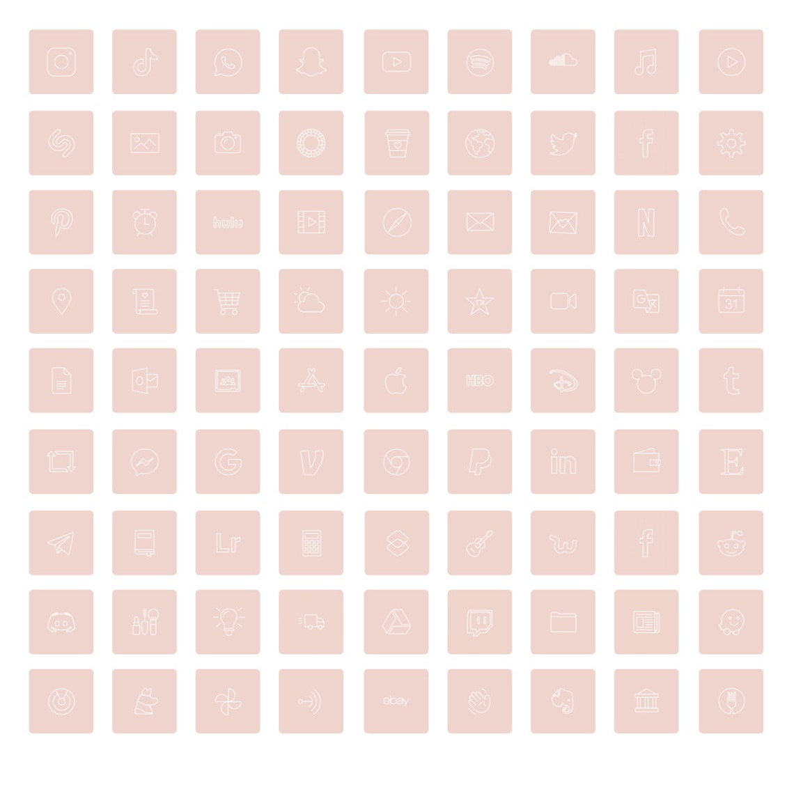 600 Pale Pink Minimalistic App Icon Pack IOS 14 Pale Pink - Etsy