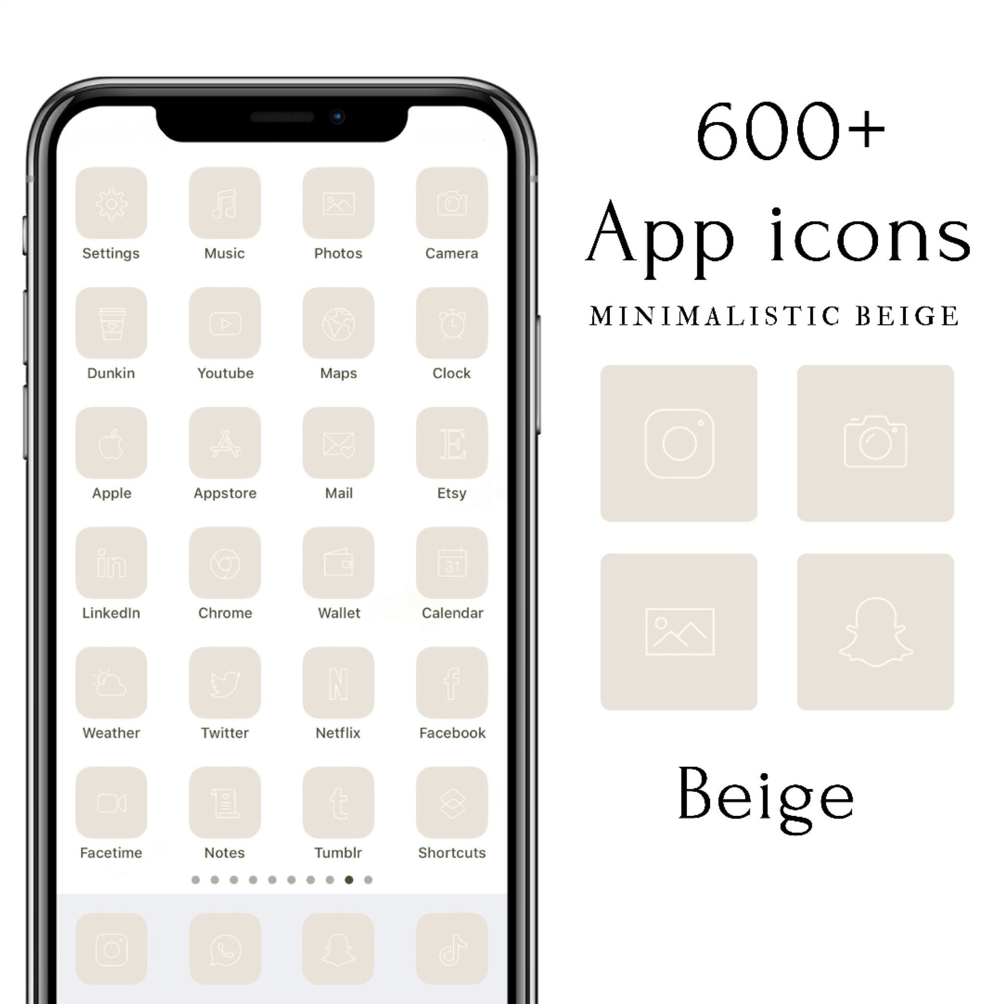 600 Beige Minimalistic App Icon Pack IOS 14 Beige | Etsy