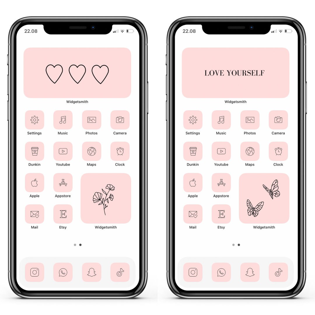 600+ Peach Pink Minimalistic App Icon Pack | IOS 14 | Peach Pink ...